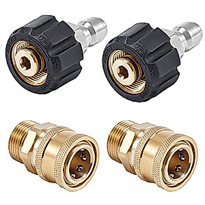 Raincovo Pressure Washer Quick Connect Fittings, M22 14mm to 3/8 Inch Quick Connect Pressure Washer Hose Adapter, 4 Pieces