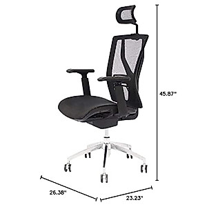 CangLong Mesh Office Chair High Back Desk Chair with 2D Adjustable Headrest and 3D Armrest Swivel Computer Task Chair, BIFMA Certification No 5.1, Black