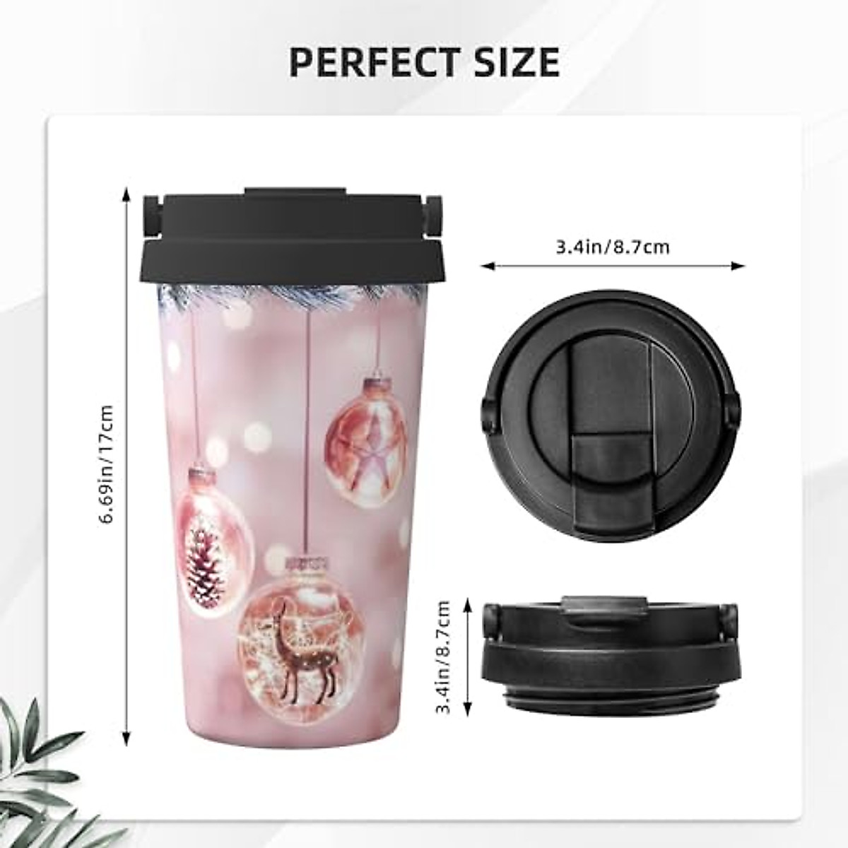 WANGXUEE Red Christmas Ball Print 500ml Stainless Steel Travel Tumbler Double Wall Vacuum Insulated Coffee Mug