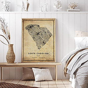 South Carolina Map Print South Carolina Map USA Map Art South Carolina City Road Map Poster Vintage Gift Map