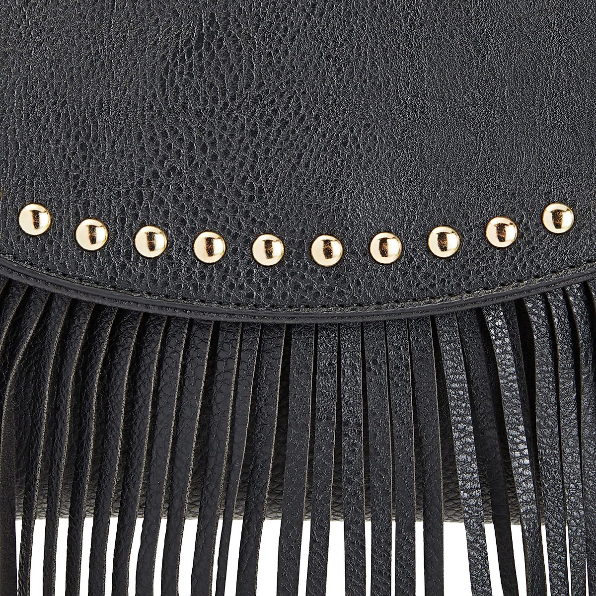 Zodaca Black Fringe Purse for Women, Faux Leather Hippie Crossbody Bag (10.5 x 1.5 x 7.8 In)