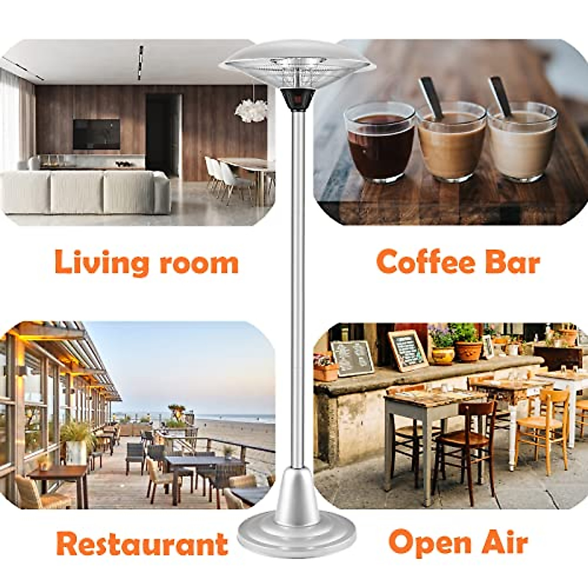 LHRIVER Electric Outdoor Patio Heater, 1500W Freestanding Infrared Heater with 2 Adjustable Switch Mode, Quiet Operation,Dust &Waterproof IP34 750W/1500W, Ideal for garden, Outdoor/Indoor Use