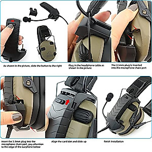 TSVISIONCORE Microphone & PTT for Walker's Razor Noise Cancelling Headphones Airsoft（Tan）