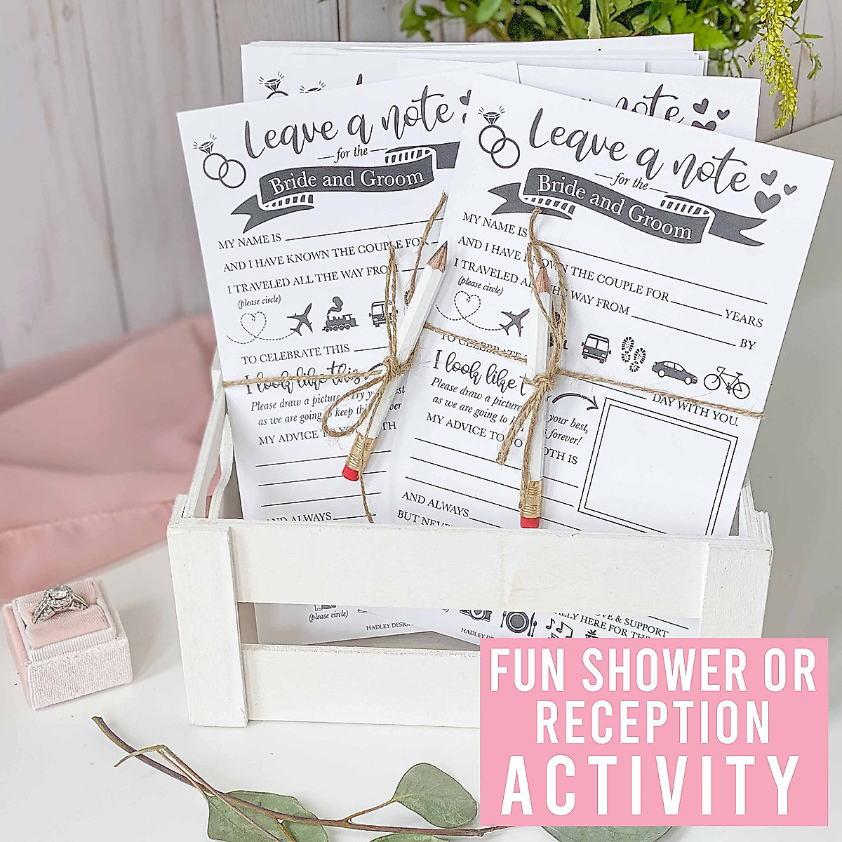 Hadley Designs 25 Wedding Advice Cards for Bride and Groom For Wedding Card Boxes For Reception, Wedding Guest Book Alternative, Bridal Shower Games For Guests, Advice for the Bride Wedding Games