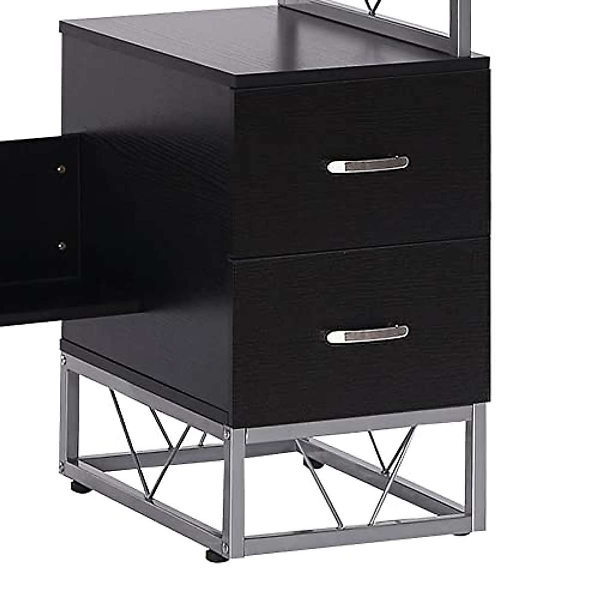 HOMCOM 52" Modern Computer Desk with Storage Shelves and Drawers, Home Office Desk, Study Workstation with CPU Stand, Black