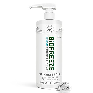 Biofreeze Professional Gel Pain Relief, Knee & Lower Back Pain Relief, Arthritis Pain Reliever, Sore Muscle Relief, Neck Pain Relief, Cooling Joint Pain Relief, Colorless Menthol Gel 32 Fl Oz