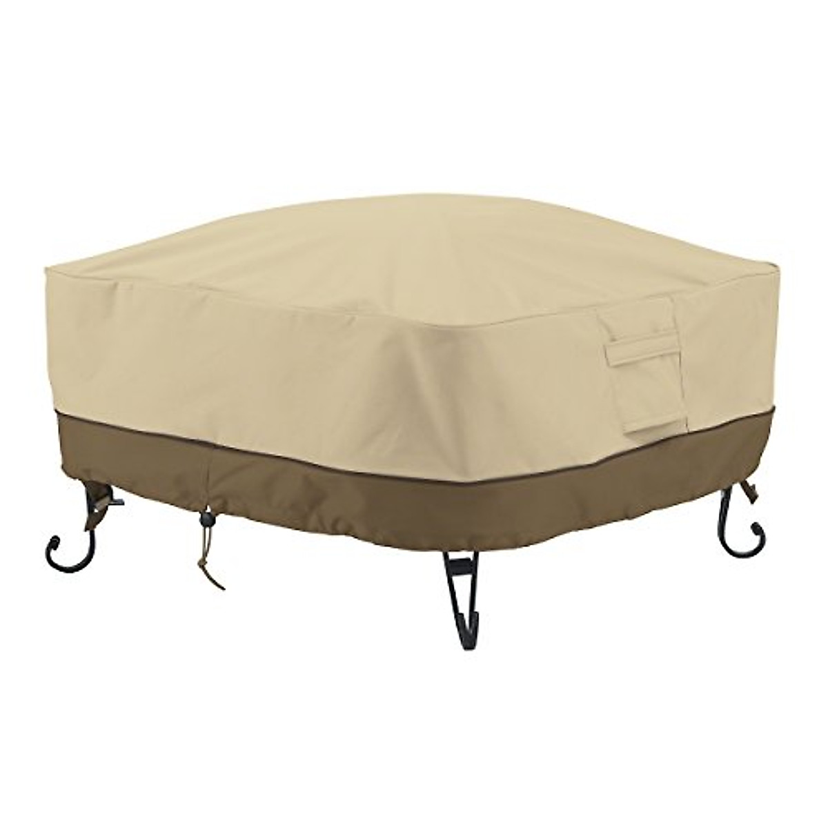 Classic Accessories Veranda Water-Resistant 36 Inch Full Coverage Square Fire Pit Cover, Patio Furniture Covers, Pebble/Bark/Earth
