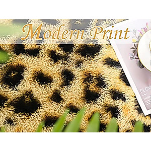 HOMORE Premium Leopard Fluffy Rugs, Leopard Print Rug for Living Room Bedroom,Soft Cheetah Print Rug for Kids Children Room, Faux Animal Printed Carpet for Western Decor,5x8 Feet Black and Khaki