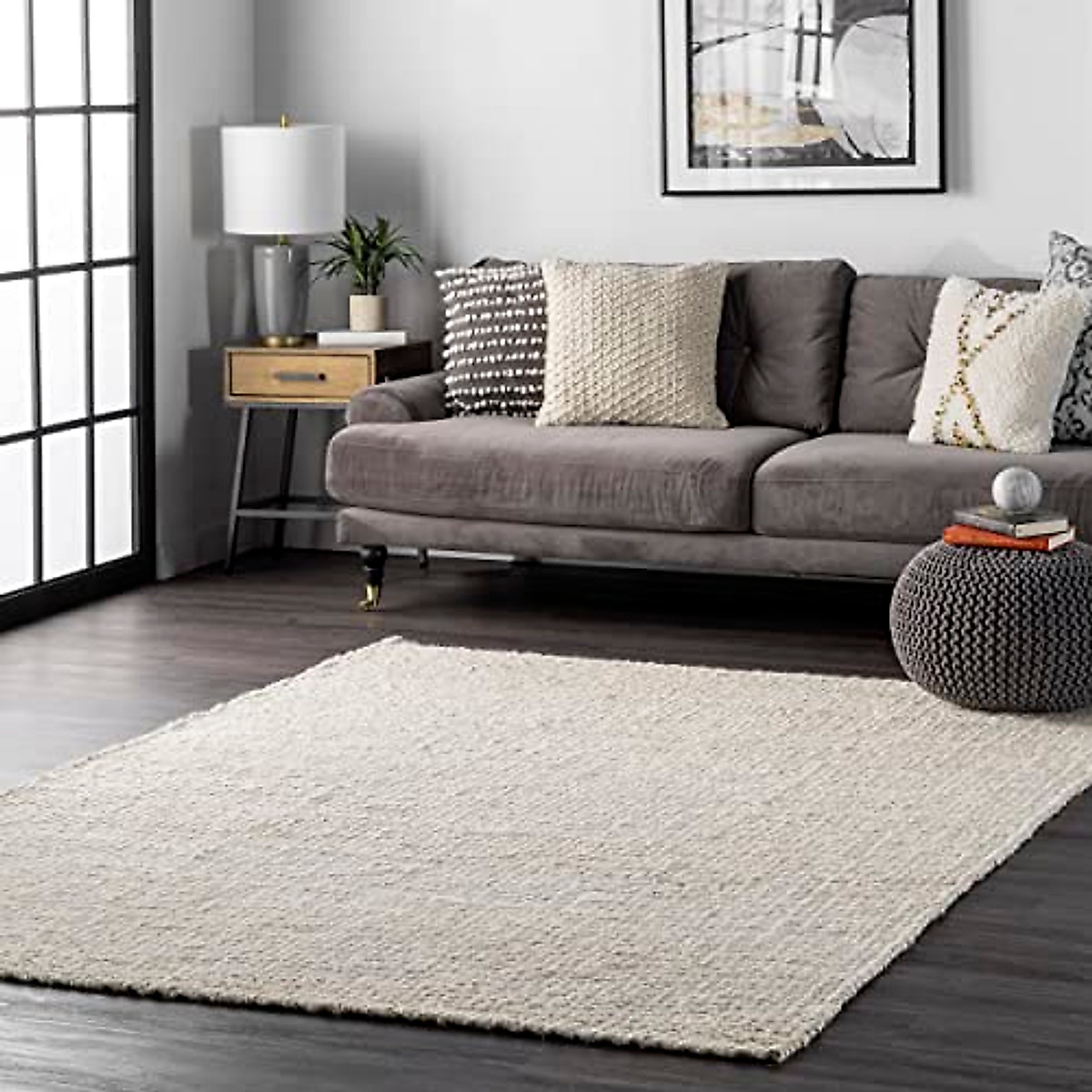 nuLOOM Hailey Hand Woven Jute Area Rug, 8' x 10', Off-white