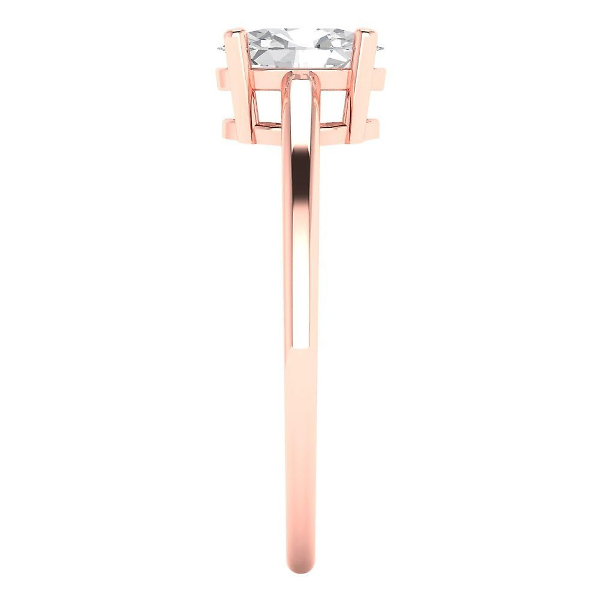 Clara Pucci 1.0 ct Oval Cut Solitaire Genuine Moissanite Wedding Bridal Designer Anniversary Engagement Ring in 14k Rose Gold for Women