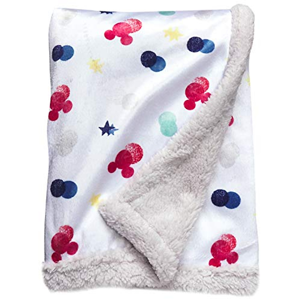 Disney Minnie Mouse Mink & Sherpa Double Sided Infant Blanket, Minnie Mouse Face Applique