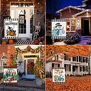 Seasonal Garden Flags Set Set of 12 Double Sided 12x18 Inch 4th of July Garden Flags Holiday Yard Flags, Summer Welcome Garden Flags Small Yard Flags for All Seasonal for Outside Home Decorations