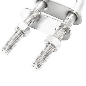 NovelBee 2-Pack 3/8" Stock Stainless Steel Stern Bow Eye U Bolt with Welding Plate,Washer and Hex Nuts (Overall Length:4-1/2")