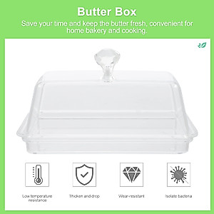 Hemoton Flip Top Butter Dish Butter Dish Acrylic Clear Butter Keeper Box Butter Holder Countertop Butter Container with Crystal Lid Handle Cover