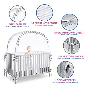 Baby Safety Pop up Crib Tent | Premium Crib Net to Keep Baby from Climbing Out | Upgraded Mesh Fabric | Protect Your Baby from Falls | Unisex Infant Crib Tent Net