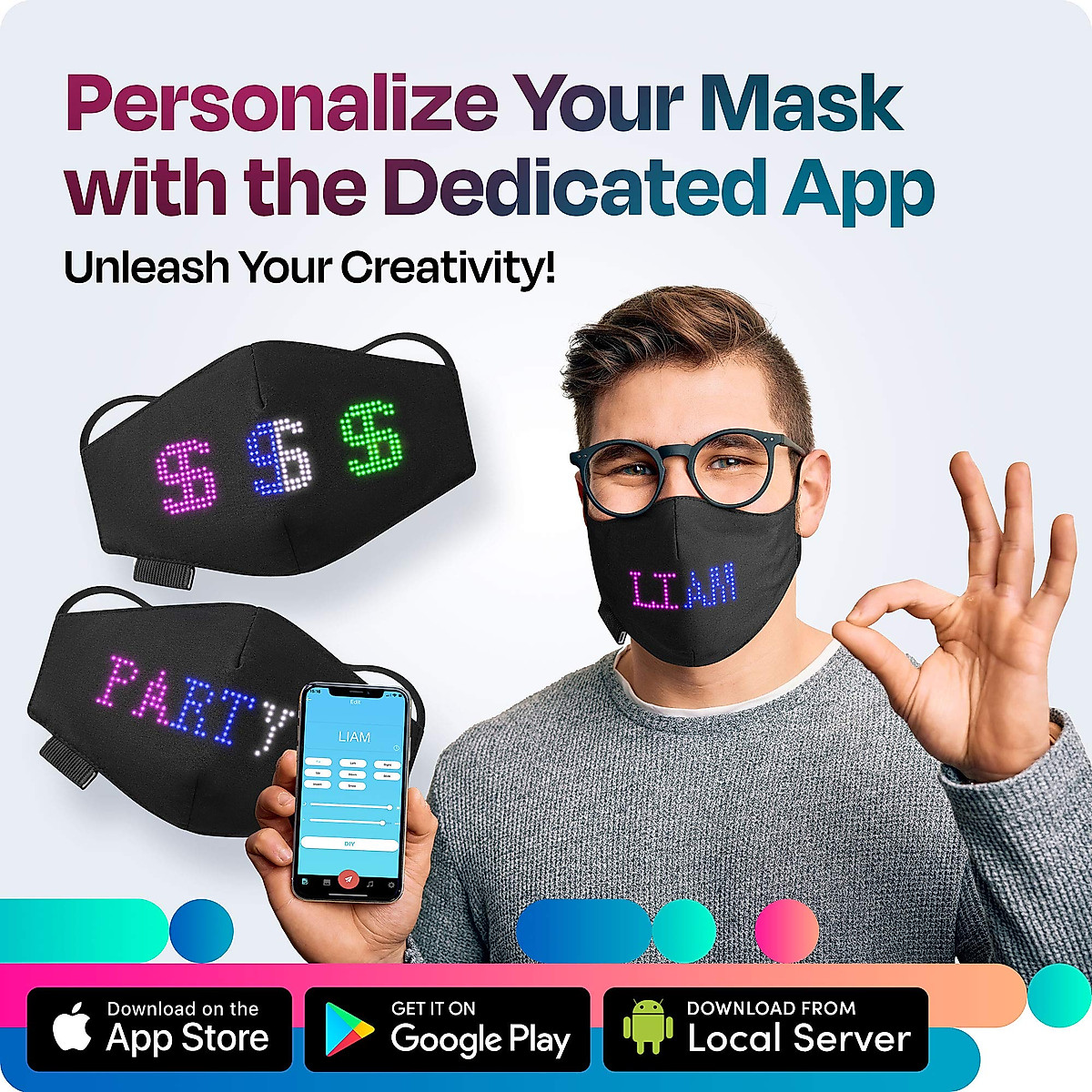 Digital Led Face Mask | Comfortable Lightweight App Controlled Led Mask | Display Message and Music Mode Light up Face Mask | Rechargeable and Wireless Light Up Masks for Adults