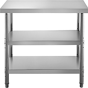 Commercial Stainless Steel Outdoor Food Prep Table with Adjustable Undershelf - Heavy Duty Kitchen Work Table for Garage, Home, Warehouse, and Kitchen