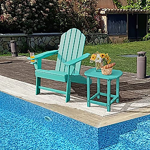 Giantex Adirondack Chair Outdoor Fire Pit Chairs, HDPE Weather Resistant Patio Chair for Outside Campfire,Deck, Garden, Yard, Lawn Furniture Porch and Lawn Seating Composite Chairs, Turquoise