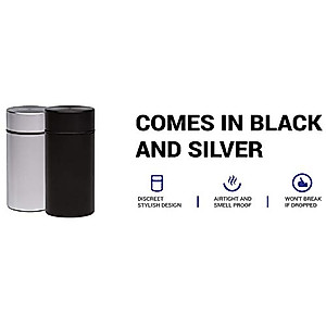 HIDE Stash Jar - Airtight Smell Proof Durable Multi-Use Portable Metal Herb Jar Container. Waterproof Aluminum Screw-top Lid Lock (Pack of 2, Silver)