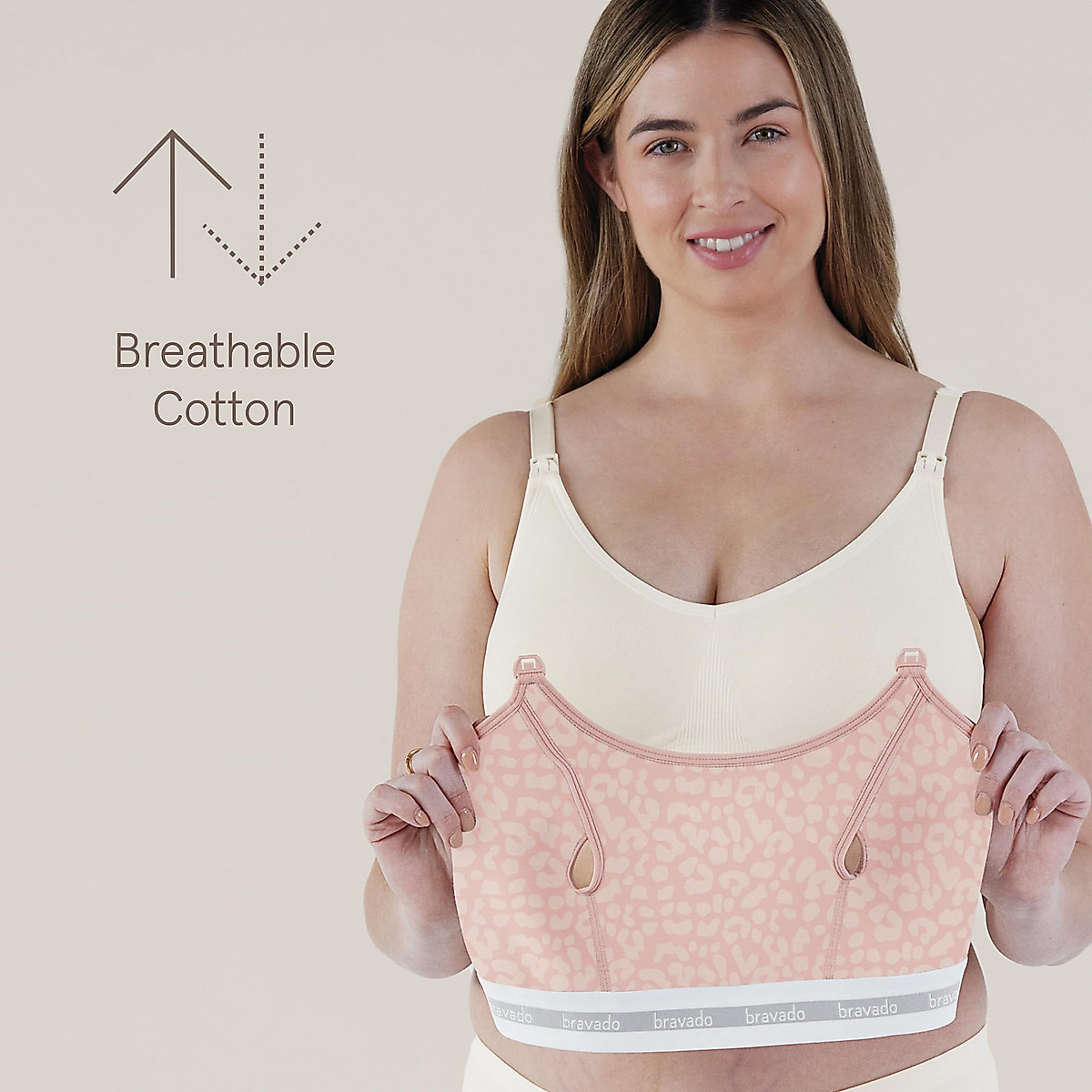 Bravado Designs Sustainable Clip and Pump Hands-Free Pumping Accessory | Pink Leopard | M