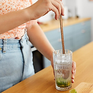 Operitacx 2Pcs Wooden Long Tea Spoons Wooden Coffee Spoons Honey Stirring Spoon Cocktail Stirrer Spoons Swizzle Mixing Spoons for Home Kitchen