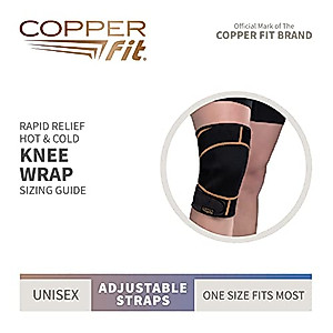 Copper Fit unisex adult Rapid Relief Knee Wrap with Hold/Cold Therapy Abdominal Support, Black, Adjustable