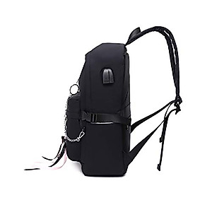 Joymoze Girl Laptop Backpack Set with Lunch Bag and Pencil Purse Black Chain