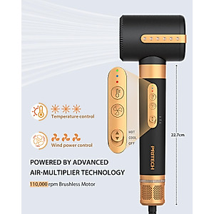 Ionic Hair Dryer, PRITECH 1875W Professional Hair Blow Dryer, Portable Travel Hair Dryer HairDryer with Concentator Nozzle and Powerful Hot/Cool Wind Settings, Pro Negative Ion Quiet for Salon