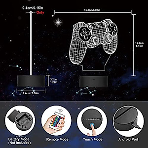 Ammonite 3D Gamepad Illusion Lamp, Game Controller Night Light with Remote Control and Timing Function 16 Color Changing Gaming Room Decor Best Gamer Gift
