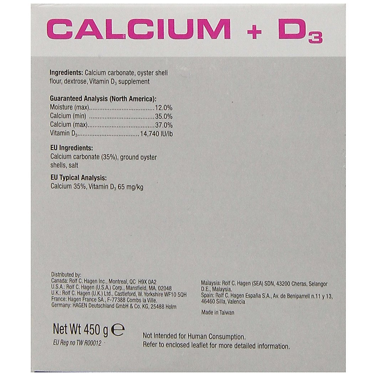 Exo Terra Calcium + D3 Powder: Ultra-fine, Phosphorus Free Formula Boosts Bone Health & Calcium Absorption Ideal for Insects, Fruits & Veggies 15.9 oz.
