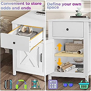 SEDETA L Shaped Computer Desk, Convertible 86.6" Home Office Desk or Corner Desk, L Office Desk with Drawer, Power Strip, Storage Cabinet, Monitor Stand & Storage Bag, White