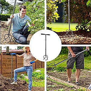 Walensee Upgrade Twist Tiller Manual Hand Tiller Garden Claw Cultivator with a Removable Big Claw, Garden Claw Tool Long Handle Steel Tiller Lawn Aerator Soli Lossener for Gardening Bed and Plant Box