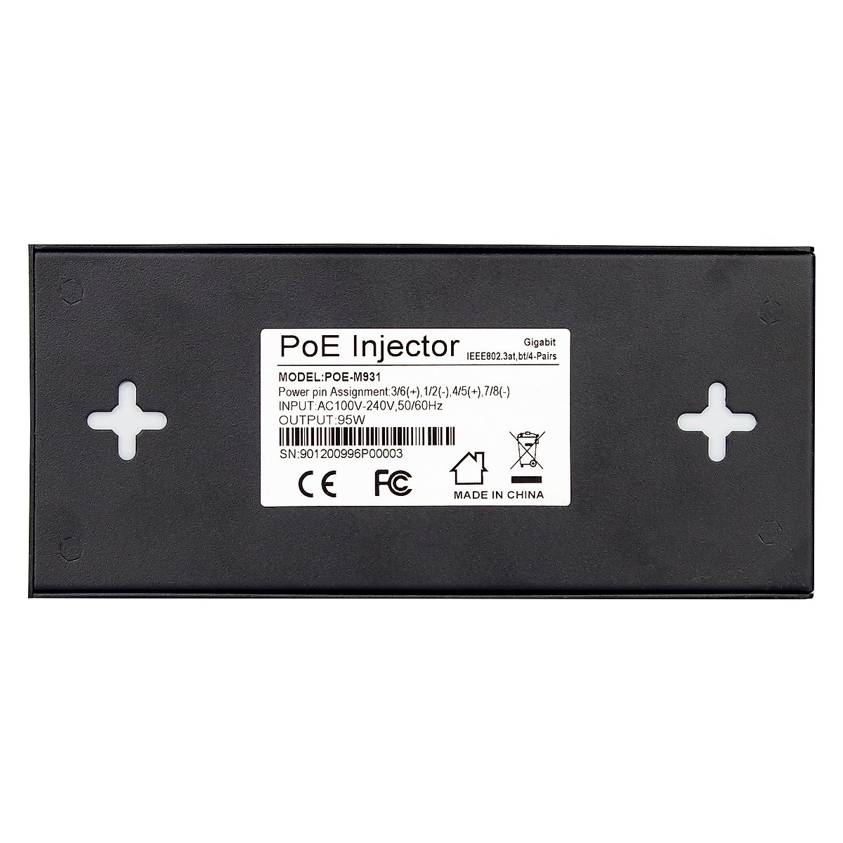 CENTROPOWER High Power Gigabit PoE Injector 90W，Ethernet Switch PoE+ Injector Adapter，10/100/1000Mbps，IEEE 802.3af/at/bt Compliant, Up to 100M(328 feet)