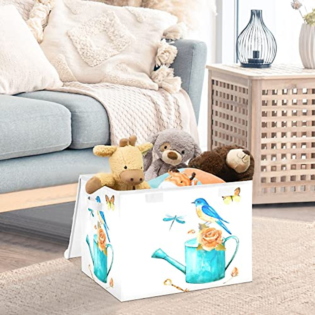 Towel Storage Bins with Lids for Home Butterfly Bird Storage Basket Large Photo Storage