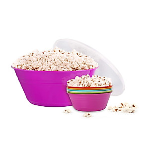 Mintra Home Snack Bowls (Popcorn Bowl Set, Fuchsia)