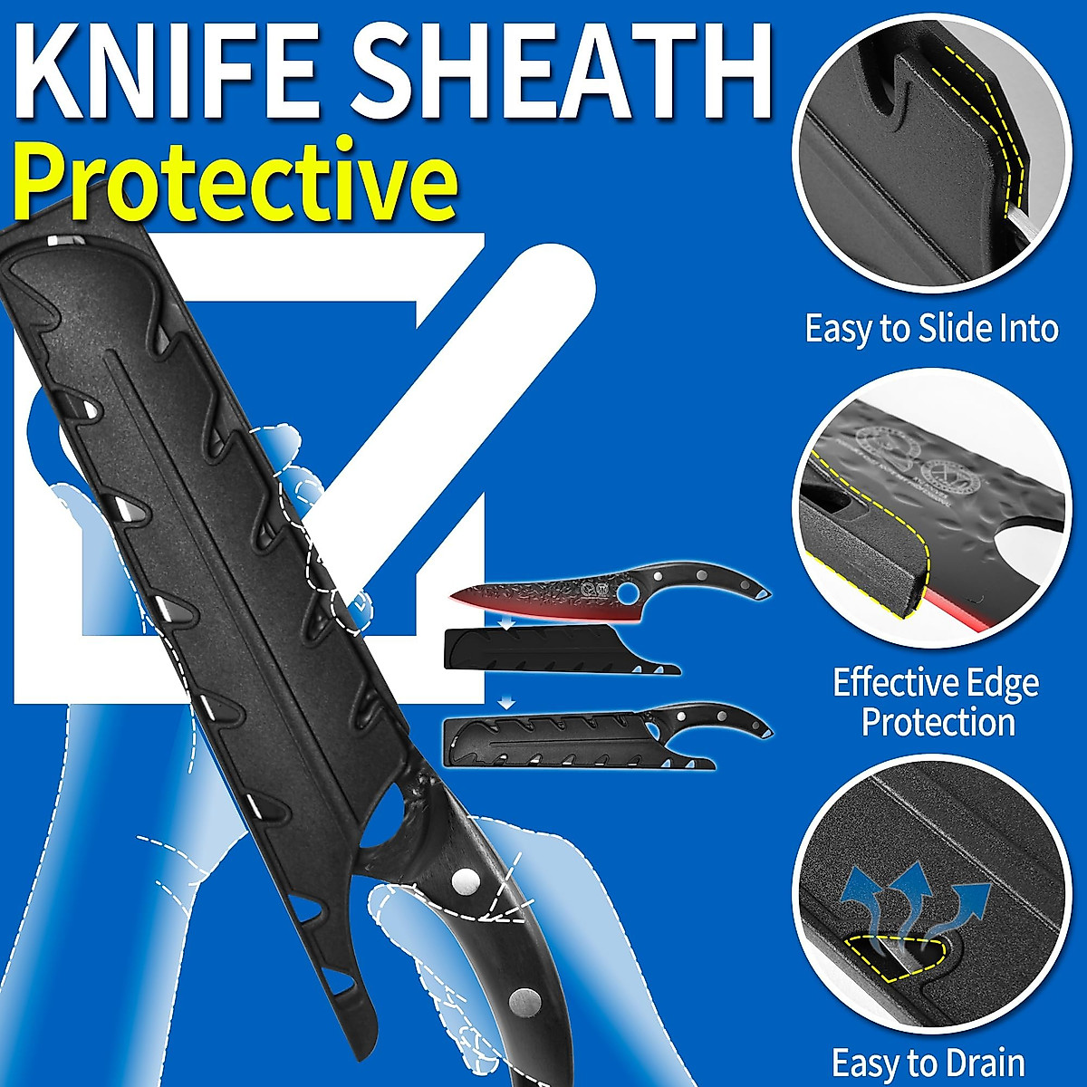 XYJ Professional Kitchen Knife Set with High-Carbon Steel Forged Blades, Chef's Knife, Cleaver, Carving Knife, Nakiri, Full Tang Design, Includes Carrying Bag & Poultry Scissors