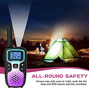 Wishouse Walkie Talkies for Kids Adults Long Range,Birthday Gift for 4-12 Year Old Girls Boys,Camping Gear Toys with Flashlight,SOS Siren,NOAA Weather Alert,VOX,22 Channels,Easy to Use,2 Pack