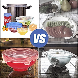 Reusable Silicone Stretch Lids, 12 Silicone Lids, 6 Different Circular Sizes, 6 Different Rectangular Sizes, Flexible Silicone Lids for Bowls, Tupperware, Food, Freezer Safe,adjustable.