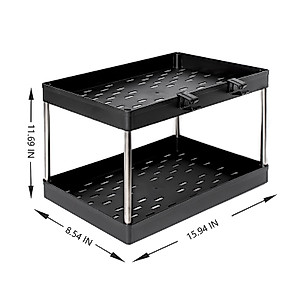 Multi-purpose Under Sink Organizer, Under Kitchen Sink Organizers and Storage Multi-purpose Under Bathroom Storage Basket, 2 Tier Cabinet Shelf Organizer for Bathroom Kitchen