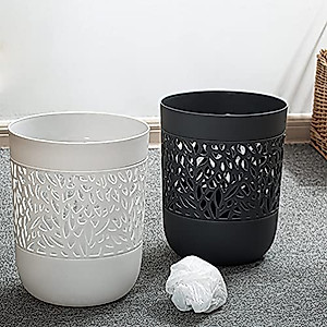 AECBUY Plastic Trash Cans Wastebasket Garbage Container Bin for Bathroom Bedroom Kitchen Craft Room Office 2Pcs Black White (Color : Black White)