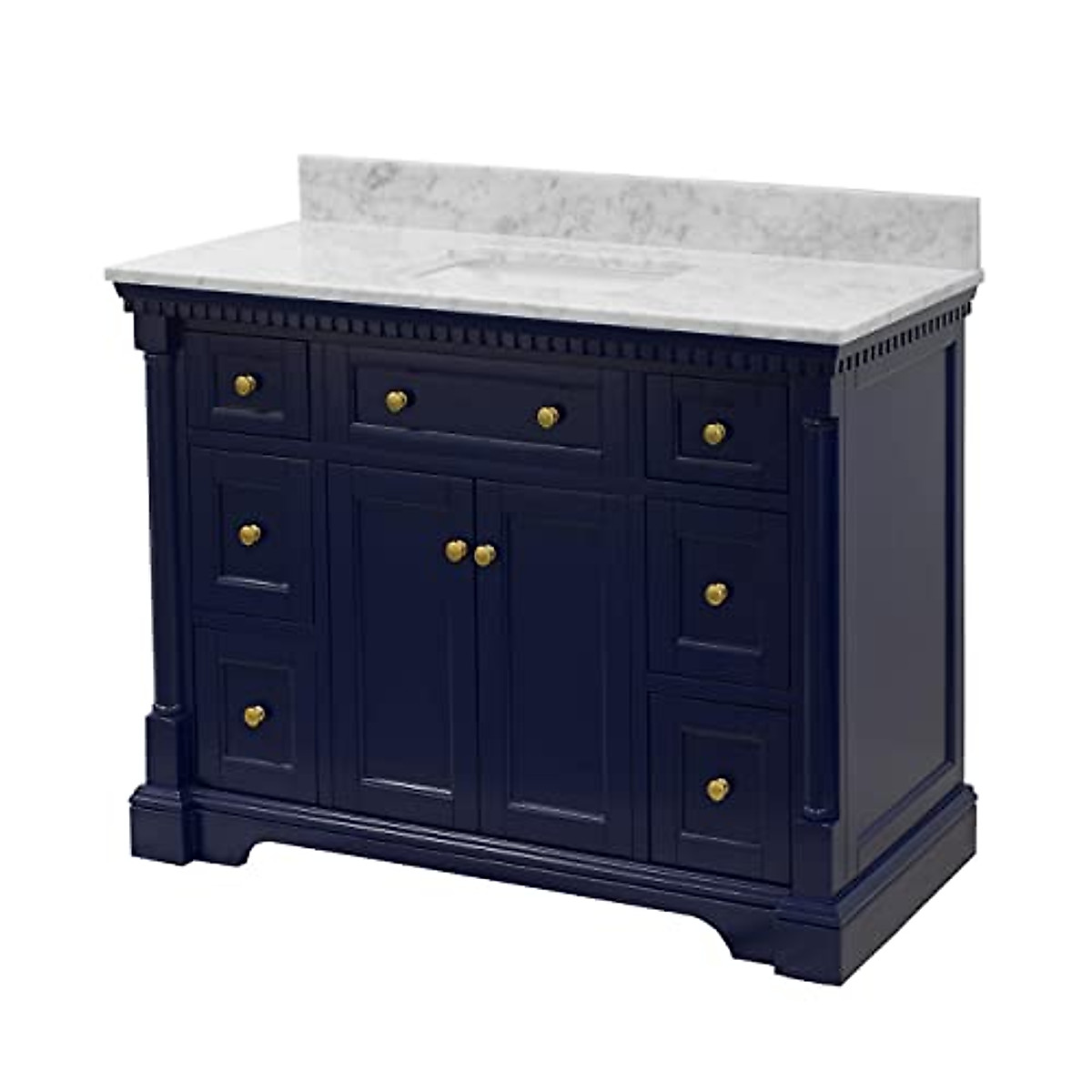 Sydney 48-inch Bathroom Vanity (Carrara/Royal Blue): Includes Royal Blue Cabinet with Authentic Italian Carrara Marble Countertop and White Ceramic Sink