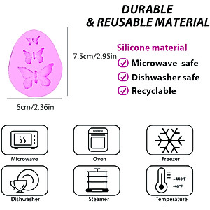 4 Pack Butterfly Molds Silicone Mini Butterfly Fondant Mold Butterfly Chocolate Candy Mold for Cupcake,Sugar Crafts,DIY Polymer Clay and Cake Decorating (butterfly)