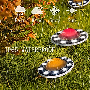 SLFC Solar Lawn Lights Outdoor, Waterproof Led Solar UFO Landscape Lights for Garden, Landscape, Path, Yard, Patio, Driveway, Walkway (4Pack)