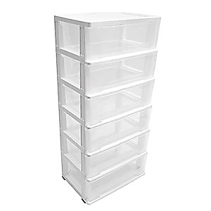 6 Rolling Storage carts, Rolling Storage Cart, Storage Tower Organizer Units for Closet, Living Room, Hallway, Dormitory, Home Office Bedroom White