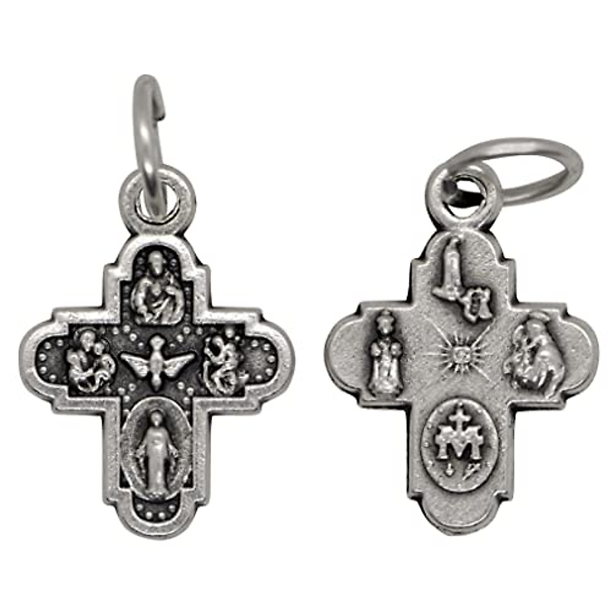 ½" Genuine Italian 4-Way Cross Pendant | Pack of 10 | Beautiful Silver Charm | Simple and Detailed Pendant | Christian Jewelry