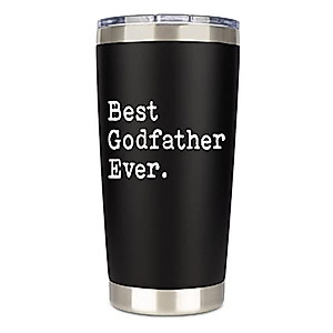 JENVIO Fathers Day Godfather Gifts | Insulated Stainless Steel Tumbler/Mug with Lid and Straws from Godchild | Coffee Cup for Godparent Christmas Gift (20 Ounce)