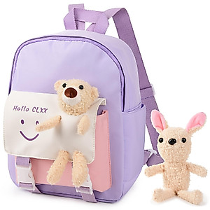 LMDO Kindergartens, Cute Mini of Preschool Kids Backpack With Detachable Animal Of Bunny And Bear For Girls
