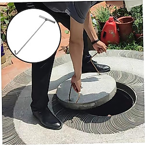 Hohopeti Stainless Steel Manhole Lifter Tool Heavy Duty Hook for Lifting and Moving Manhole Covers Storm Drains and Sewer Lids Portable and Household Door Lifter