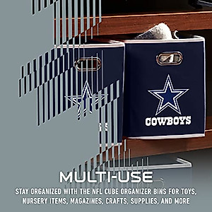 Franklin Sports NFL Dallas Cowboys Collapsible Storage Bin NFL Folding Cube Storage Container Fits Bin Organizers Fabric NFL Team Storage Cubes One Size