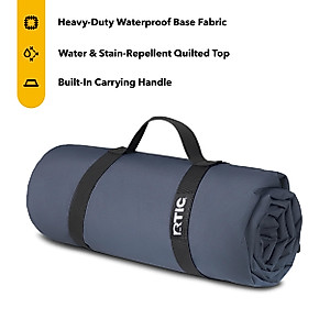 RTIC Anywhere Blanket, Waterproof Portable, Quilted Outdoor Mat for Picnic, Beach, Camping, Grass, Park, Play-Time, Pets, Stain Resistant Machine Washable, Includes 4 Stakes, 54.5" x 78.5", Coal